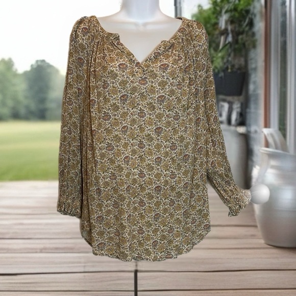 Chaps | Tops | Chaps Womens Plus Size X Tan And Brown Vneck Relaxed ...